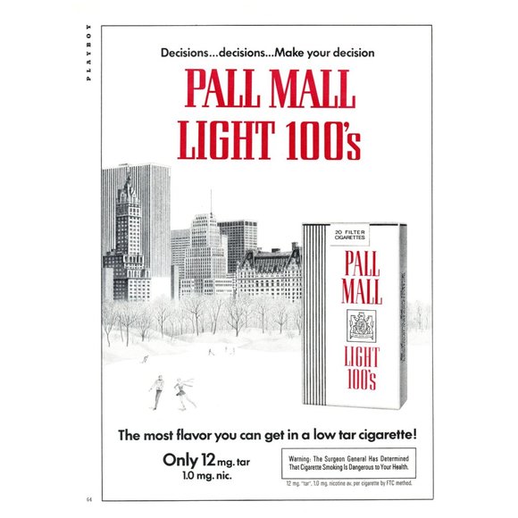 Pall Mall | Art | 979 Pall Mall Light Cigarettes Vintage Print Ad New ...